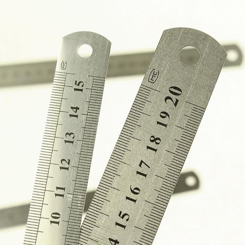 Buy 15/20/30cm Stainless Metal Ruler Metric Rule Precision Double Sided ...