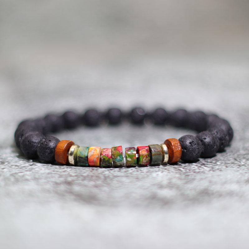 Fashion Handamde Natural Stone Beads Bracelet Antique Lava Wooden ...