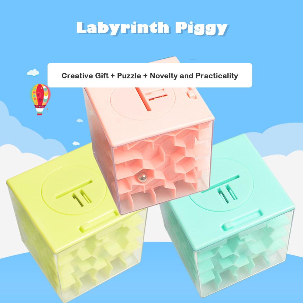 Buy Puzzle Toy 3D Maze Piggy Bank Transparent Walking Bead Magic Box ...