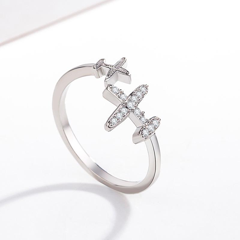 Buy Cute Plane Jewelry Fly Series Ring Crytal Star Cubic Zircon ...