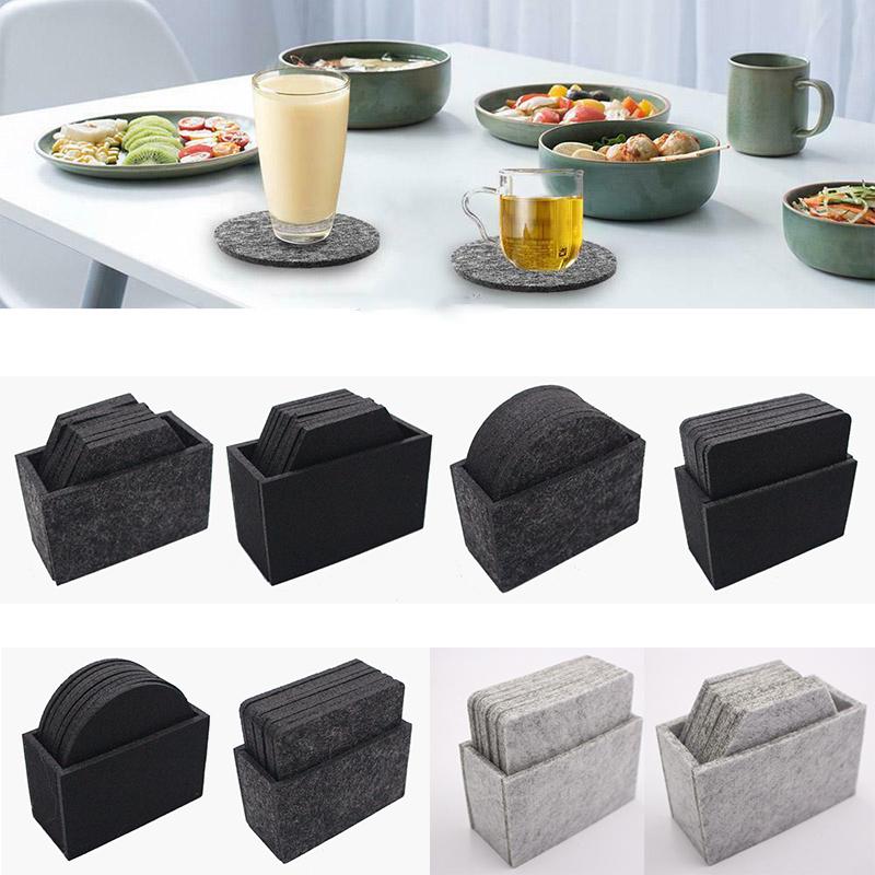 Buy 8pcs Felt Fabric Cup Mat Drink Coasters Beer Coffee Home Placemat ...
