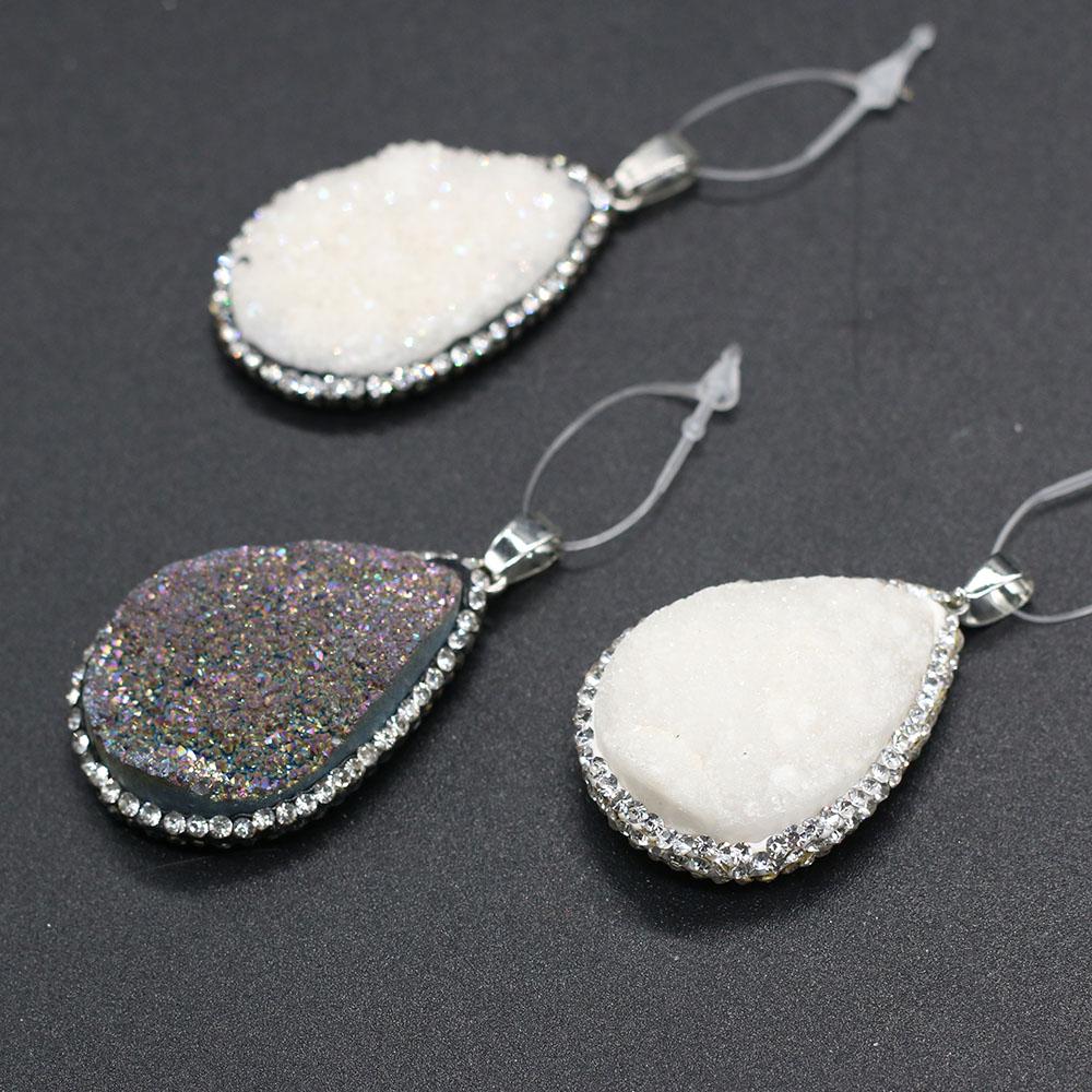 Buy Natural stone pendant drop-shaped crystalline germ drilled charms ...