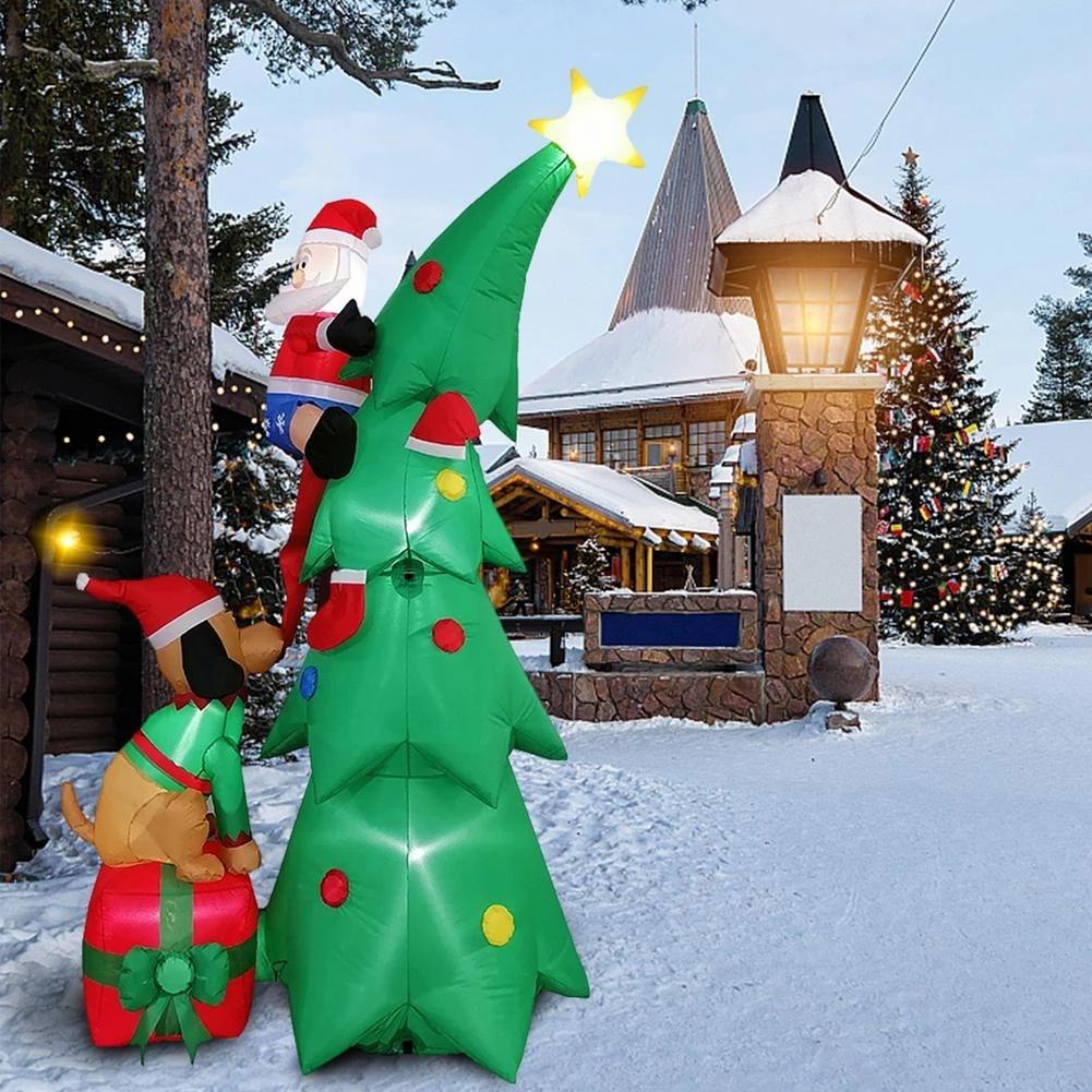 2m Inflatable Spree Christmas Tree Inflatable Doll Santa Claus Puppy ...
