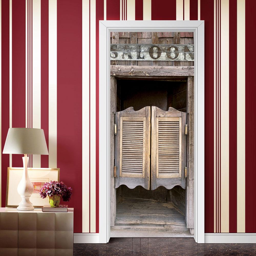 3D Creative Old Door Door Sticker Wall Art Door Fridge Sticker Mural ...