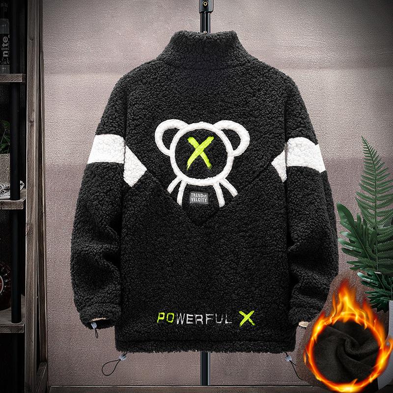 Buy Autumn and Winter Men's Polar Fleece Thick Print Bear Warm Jacket ...