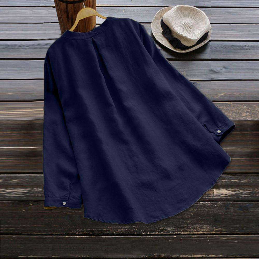 Buy Women Retro Long Sleeve Casual Loose Button Tops Blouse Mini Shirt ...