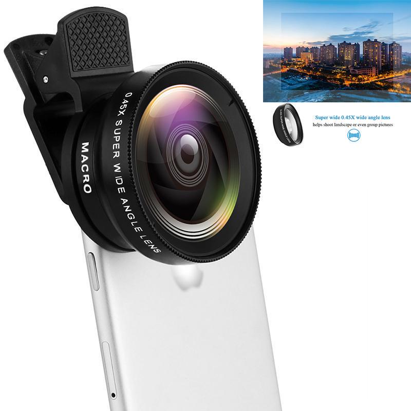 Buy Phone Lens Clip-on 12.5X Macro Lens 2 In 1 Universal 0.45X HD Wide ...