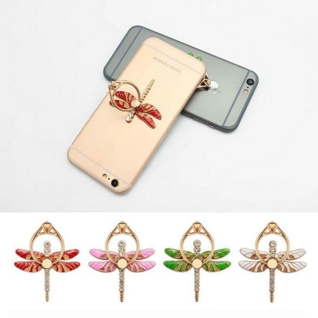 Buy Fashion Delicate Metal Diamond Dragonfly Phone Holder Multifunction ...