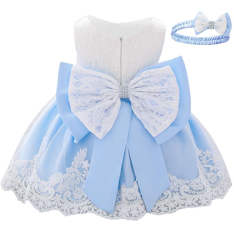 Buy Newborn Long Sleeve Baby Girl Dresses Party Wedding Girl Lace Big ...