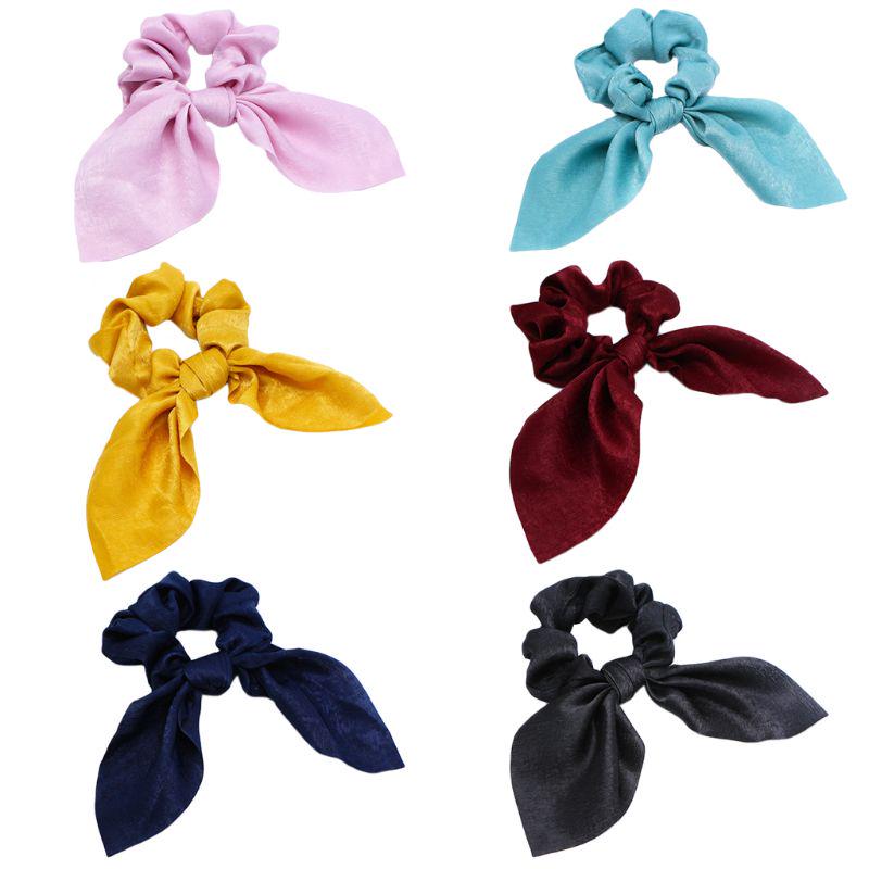 Buy Rabbit Ears Ribbon Bowknot Hair Rope Satin Cloth Ponytail Holder ...
