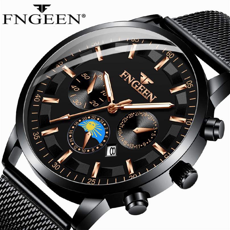 Buy FNGEEN Men's Watch Business Casual Quartz Watch Waterproof Luminous ...