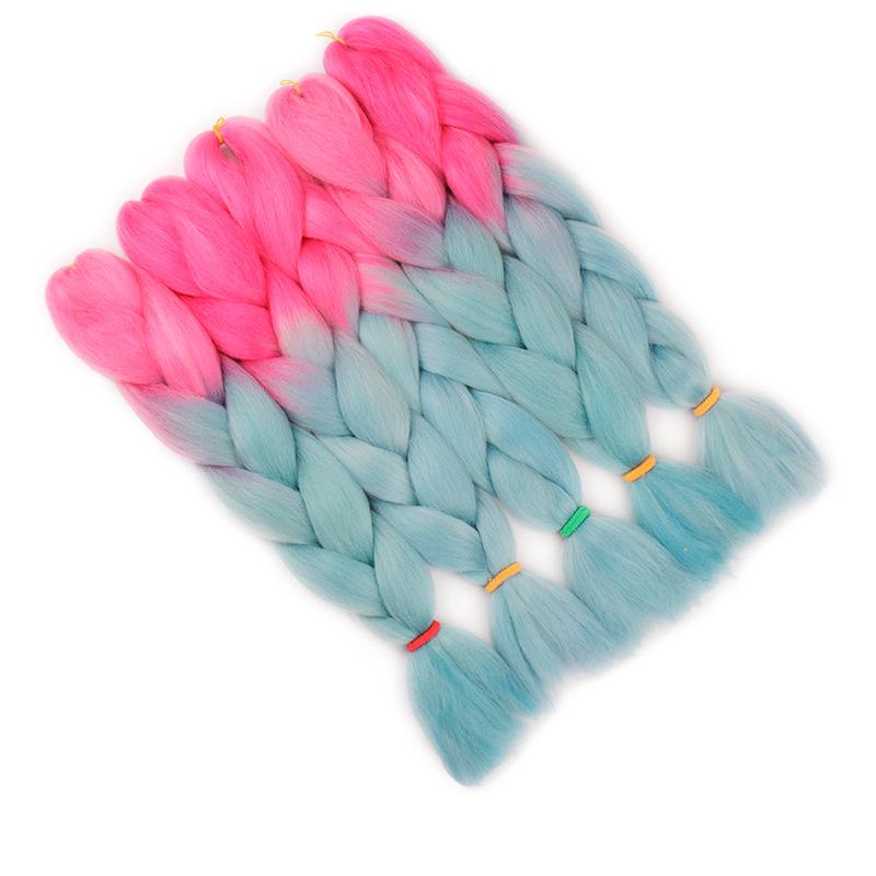 Buy 24inch Synthetic Braids, two-color tri-color gradient pigtail wig ...