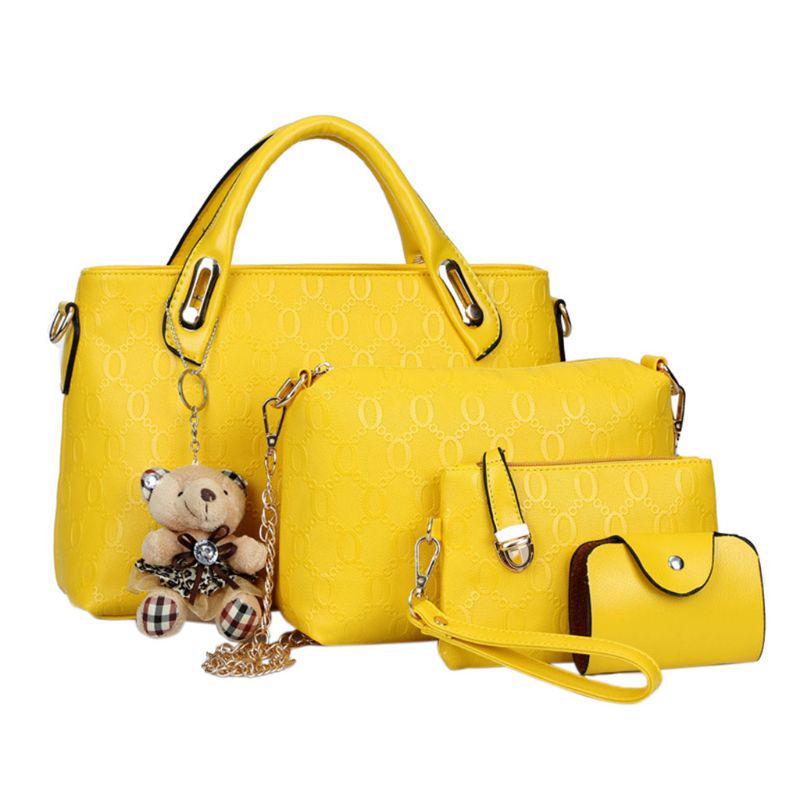 Cheap 4PCS/Set Women Lady Leather Handbag Shoulder Bags Tote Purse ...
