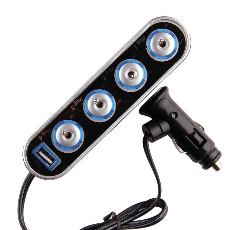12V 4 Way USB Port Car Cigarette Lighter Socket Splitter Charger Power Adapter uygun fiyatlı ...