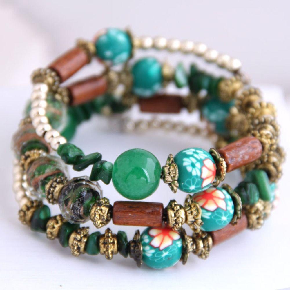 Cheap Elastic Chain Multilayer Bracelet Wooden Elastic Bracelets Beaded ...