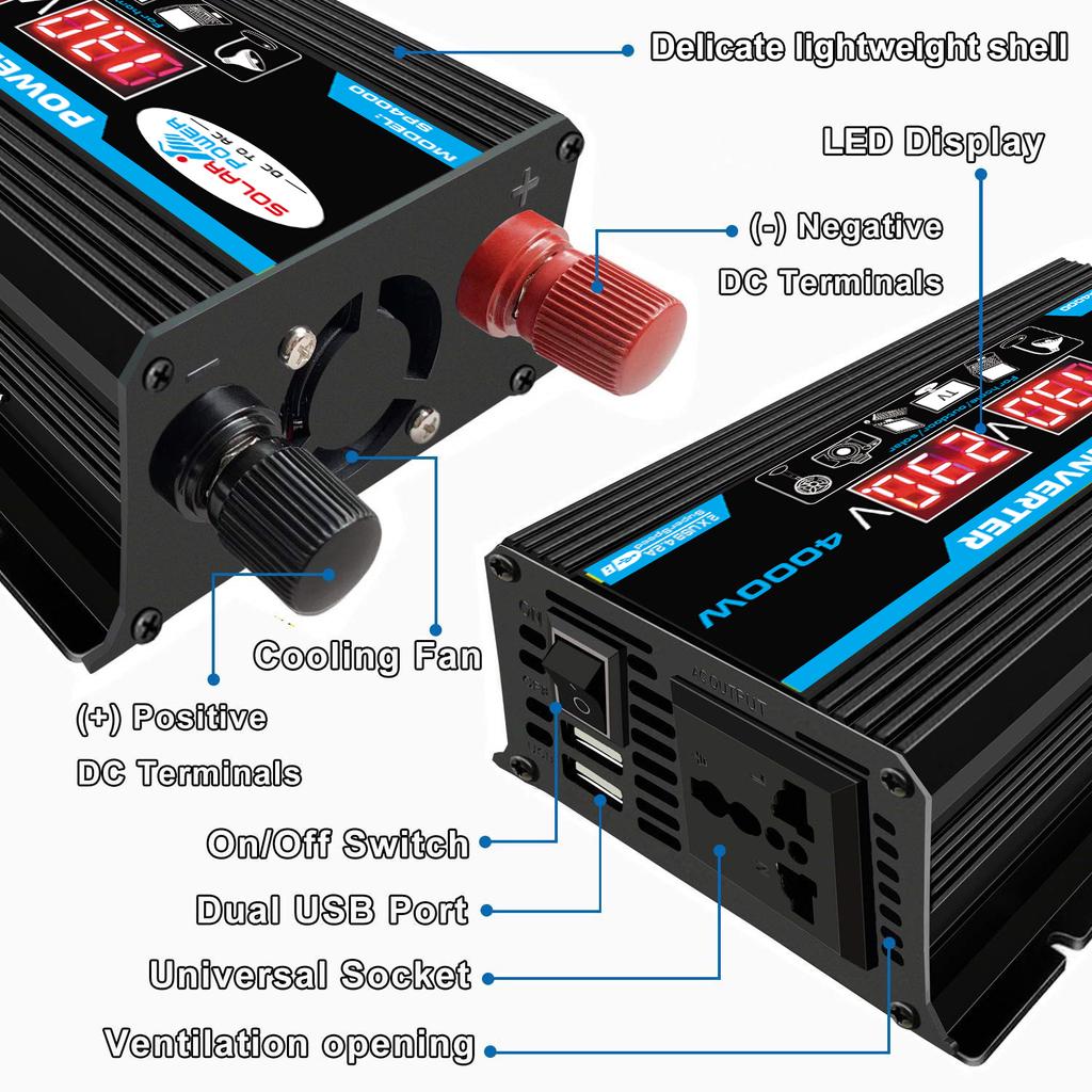 Buy Car Inverter 12V 220V 2000W Max Power Inverter Voltage Convertor ...