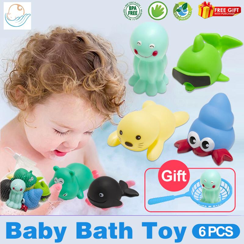 Bath Toy Baby Toys 7Pc Bathroom Toy Pool Float Toy Rubber Sea Animals ...