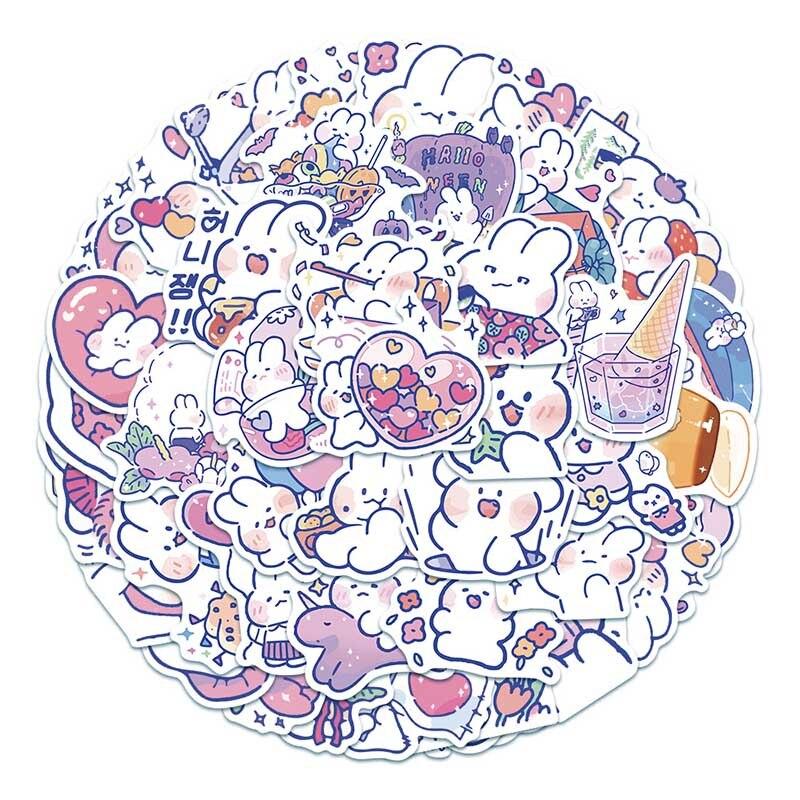 Buy 50Pcs Japanese And Korean Cute Cartoon Soft Cute Rabbit Stickers ...