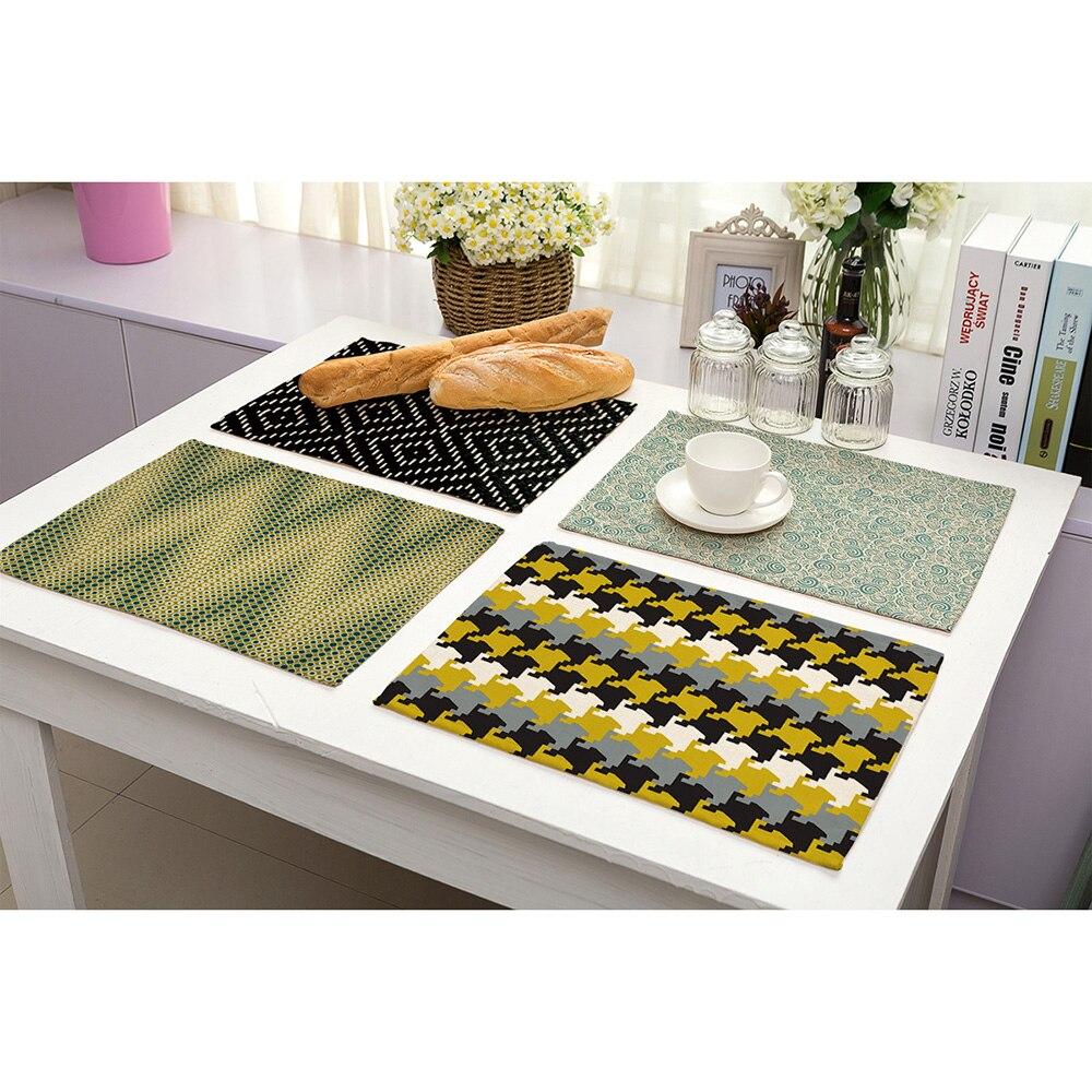 Buy Lychee 42*32cm Abstraction Series Placemat Flax Table Mat Anti ...