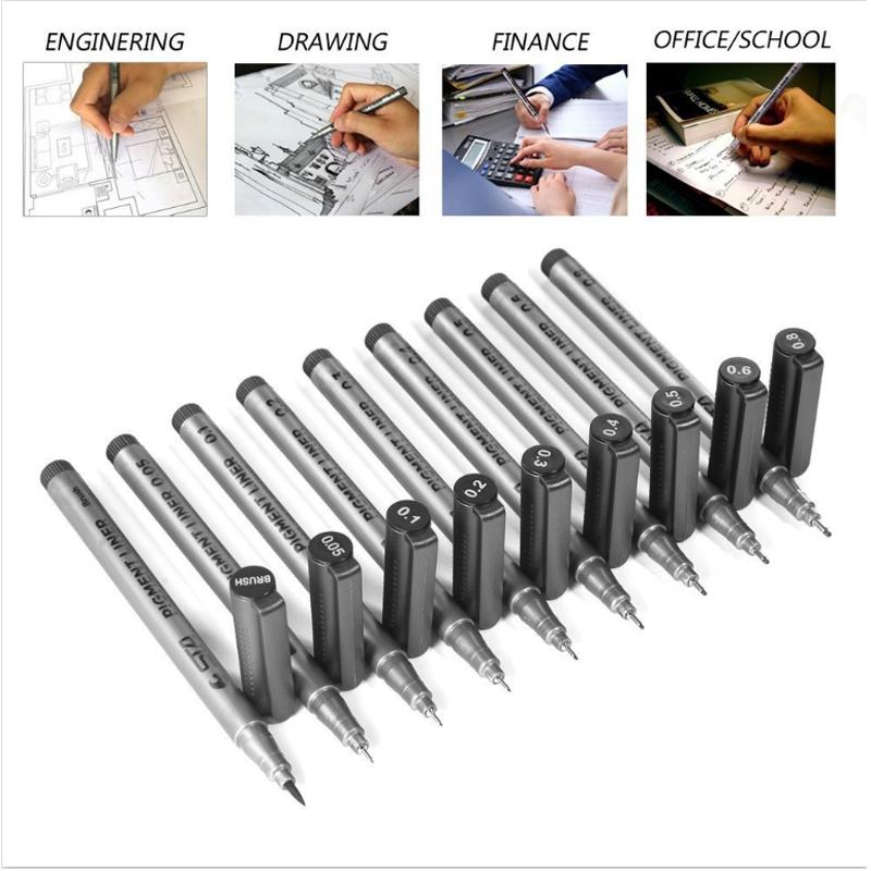 Buy 9Pcs Black Micro-Pen Fineliner Pens,Brush&Calligraphy Tip Nibs ...