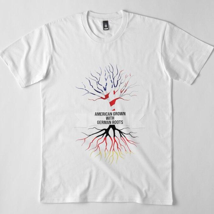 Buy Men Premium Cotton T-Shirt American Grown With German Roots Print ...