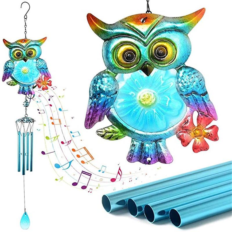 Buy Creative Home Furnishing Owl Metal Wind Chimes Crafts Glass Painted ...