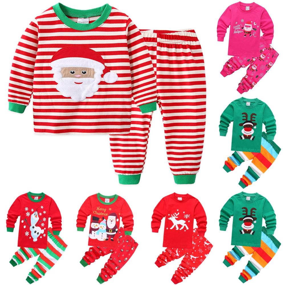 Buy Children Boys Girls Christmas Santa Claus Snowman Printed Pyjamas ...