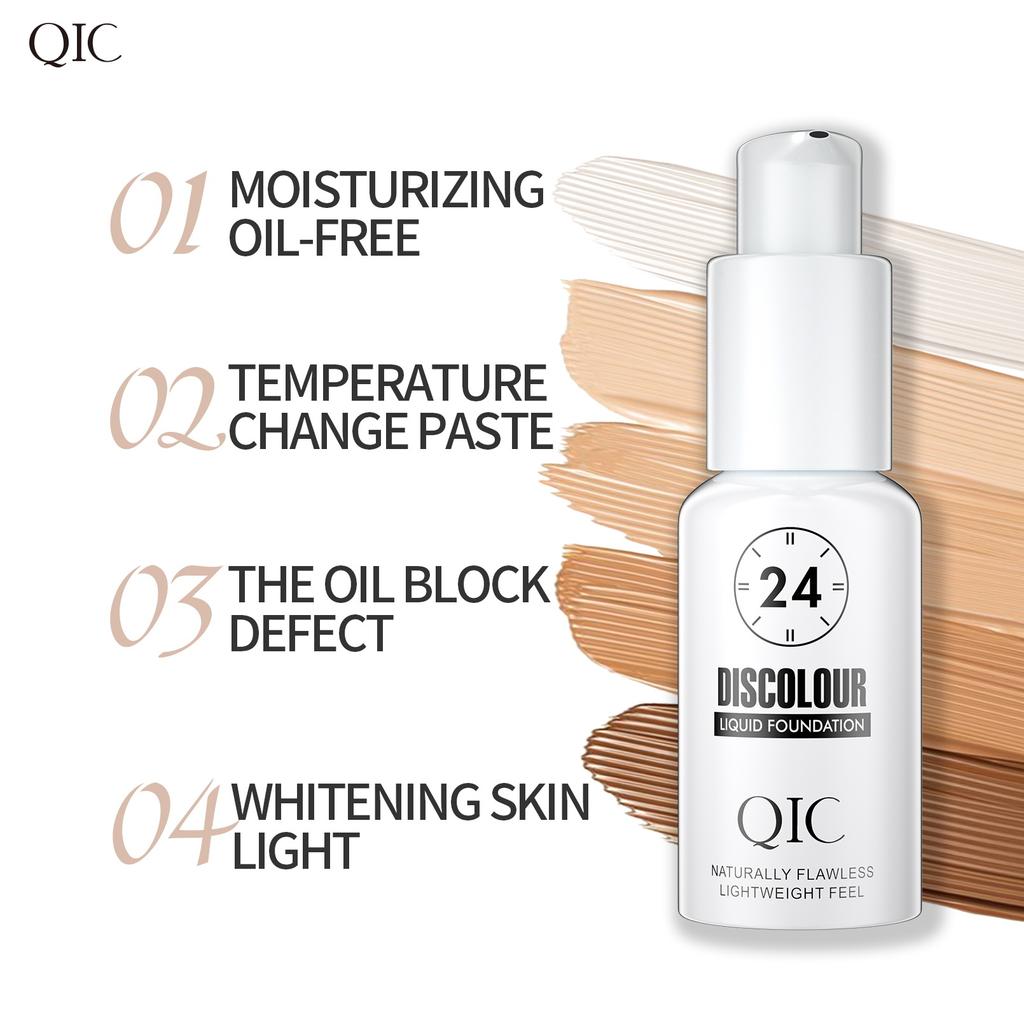QIC Color Change Liquid Foundation Natural Brightening Concealer Color ...