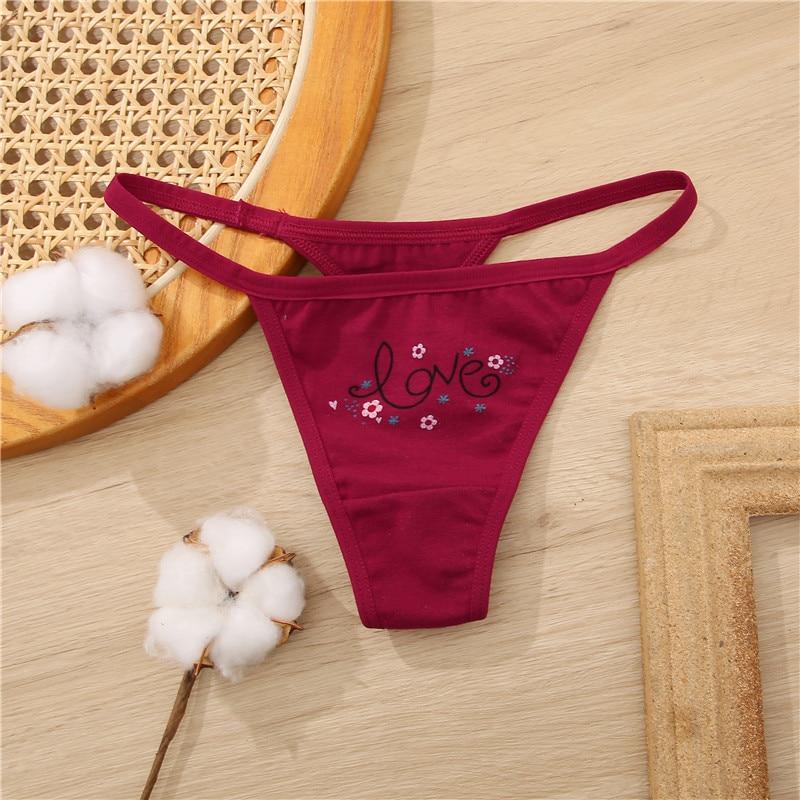 Buy Women Print Thongs Panties S-XL Cotton G-string Underpants Ladies ...