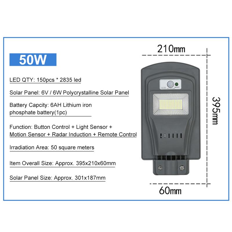 Buy 150W/100W/50W LED Street Solar Lights Wall Lamp Button Light Remote ...