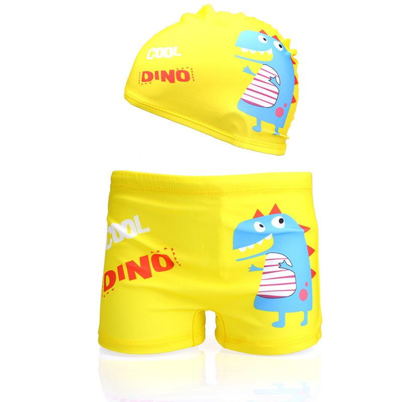 Cheap 1 Set Of Boys' Cartoon Swim Trunks And Swim Cap | Joom