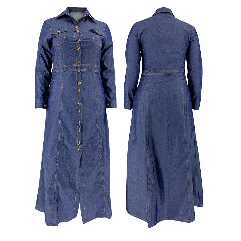 Buy Plus Size Women's Denim Dress Wash Long Sleeves at affordable ...