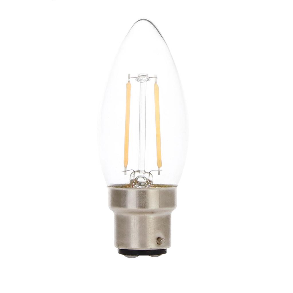 5-Pack 2W BC B22 LED Filament Bulb Candelabra Warm White 2700K Light ...