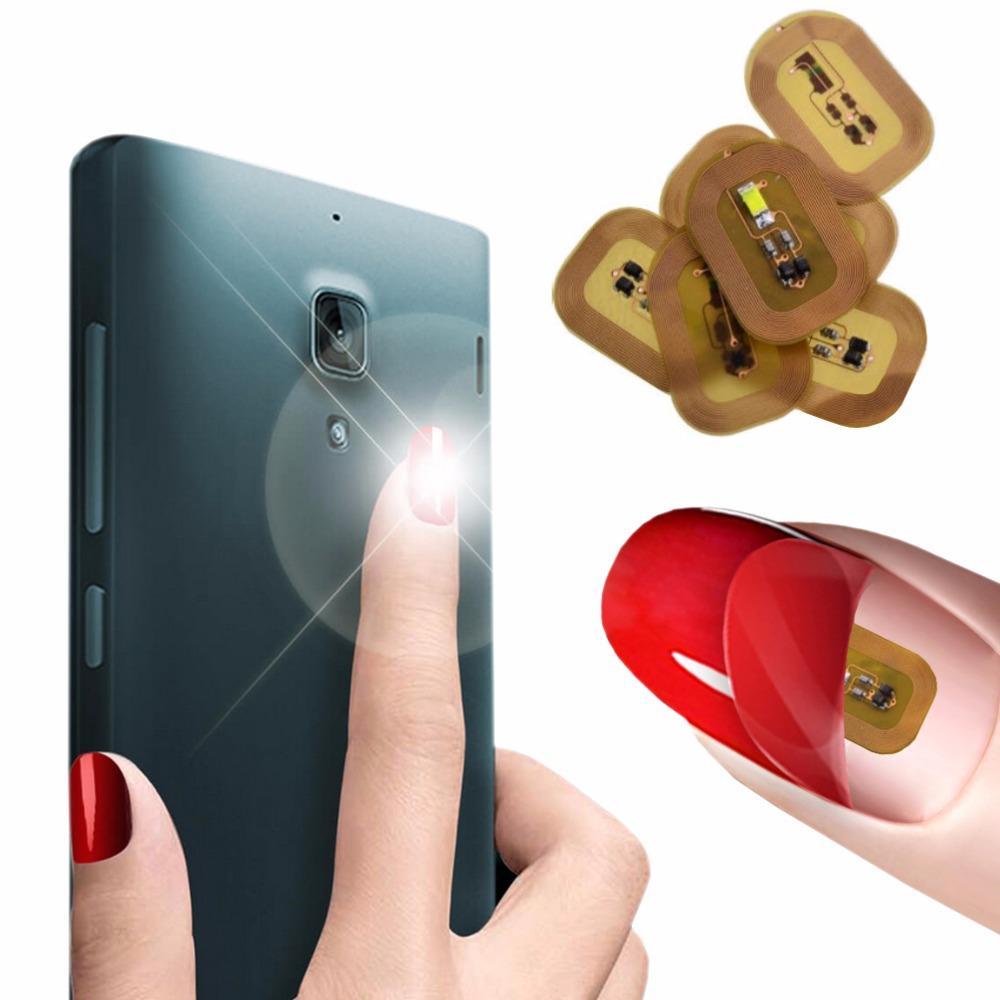 NFC Manicure Decor Smart Nail Stickers LED Light Flash Affixed ...