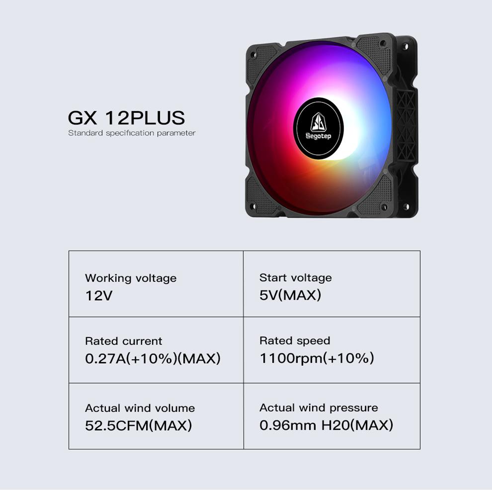Buy Segotep GX12 Plus 120mm Large 4Pin Rainbow Color Cooling Fan for ...