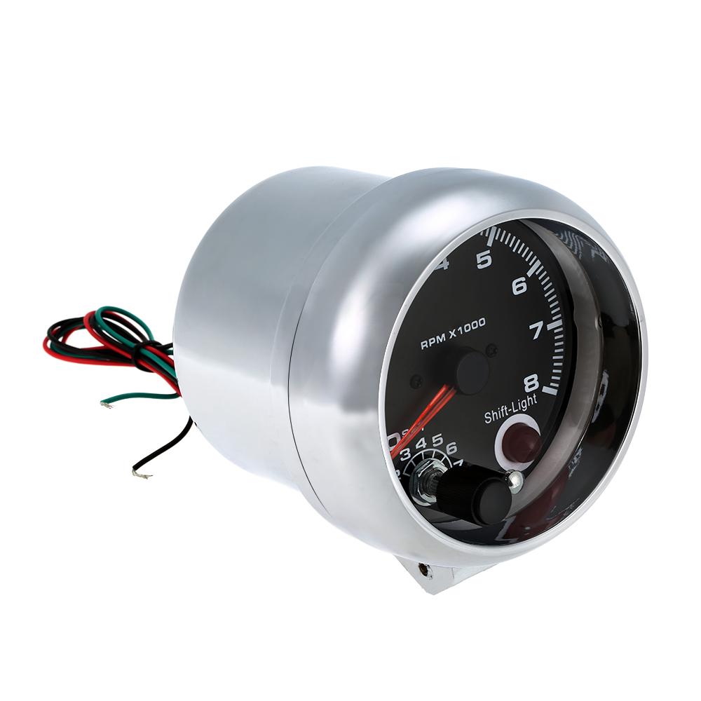 12V Car 3.75" Tachometer Tacho Gauge with 7 LED Colors Shift Light 0 ...