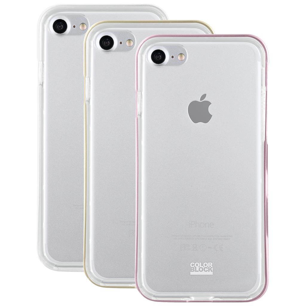Lot de 3 bumpers Colorblock rose, doré et blanc pour iPhone 6/6S/7/8 ...