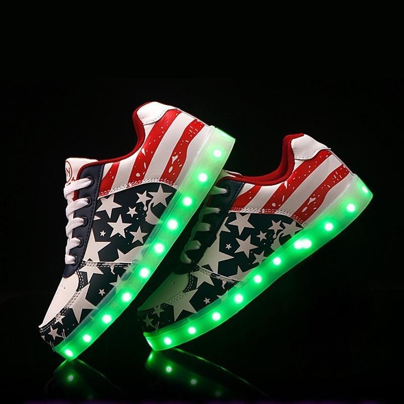 Buy 7 Colors Women Men's Flag LED Night Light Shoes Light Up Luminous ...