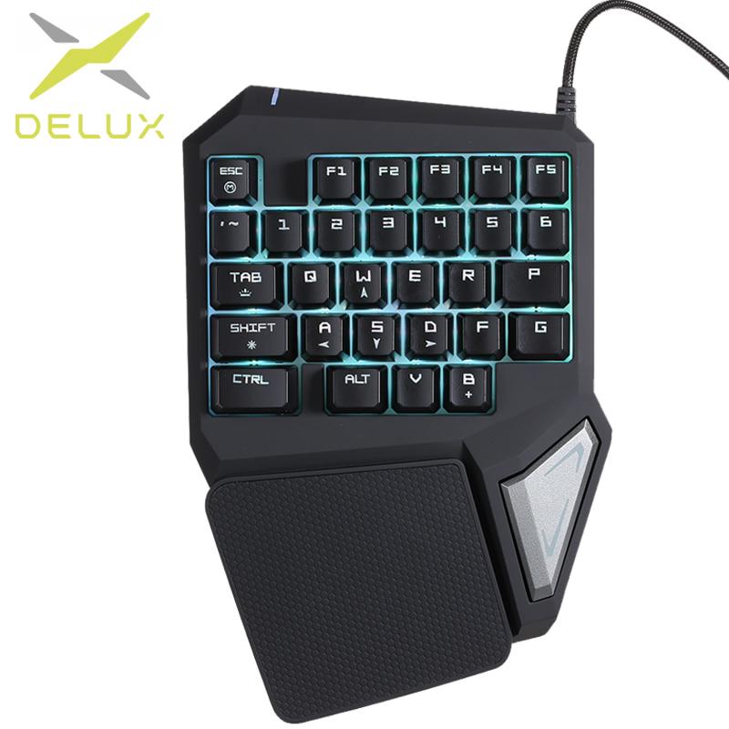 Buy Delux T9 Pro Professional One/Single Hand Gaming Keyboard USB Wired ...