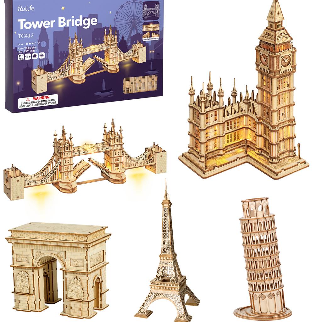 Kjøp 3D Famous Building Wooden DIY Puzzle Game Children's Assembled Toy ...