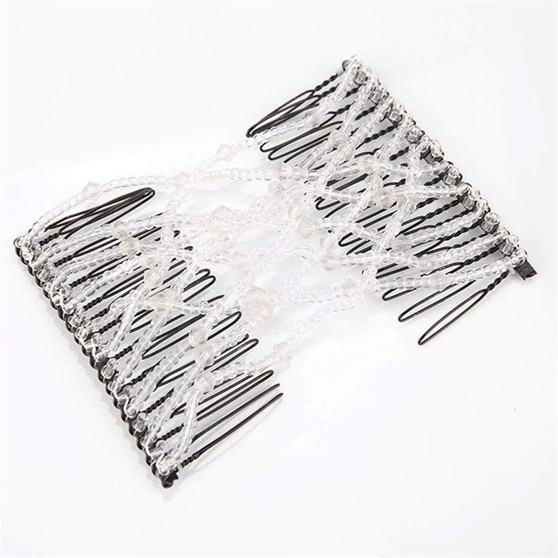 Buy Elastic Hair Combs For Women Styling Tool With Beads Vintage Solid ...