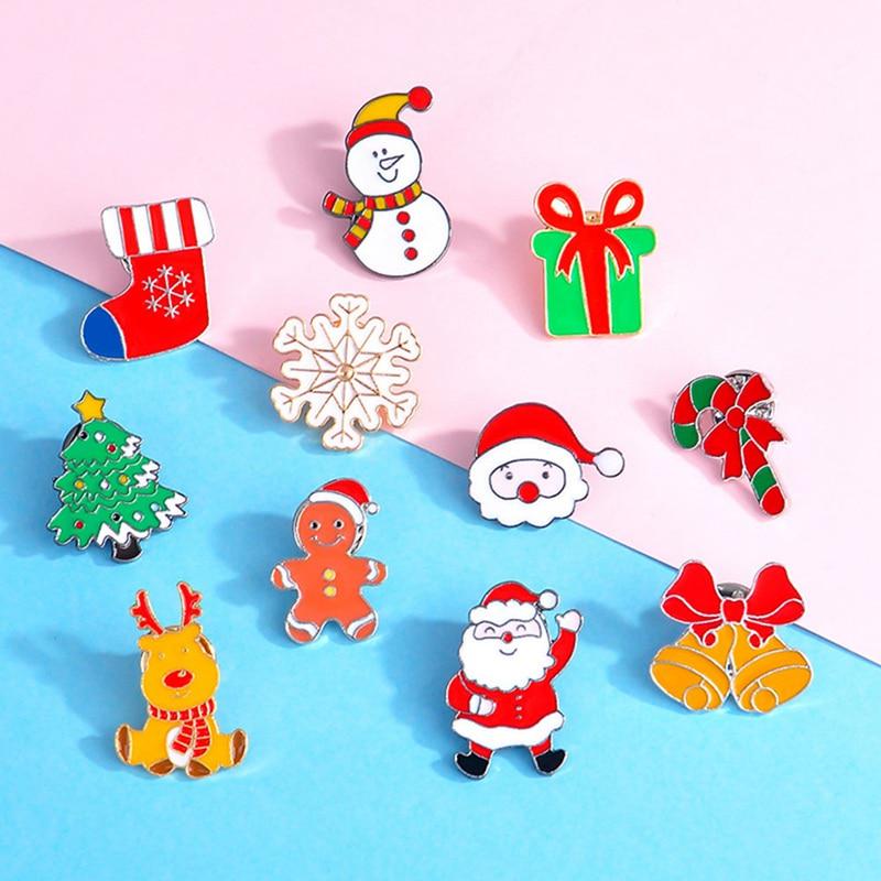 Cartoon Santa Claus Pins Christmas Tree Enamel Brooches Badge Christmas ...