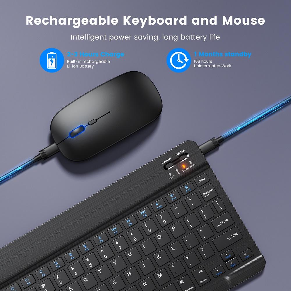Buy Wireless Keyboard and Mouse Mini Rechargeable Bluetooth Keyboard ...
