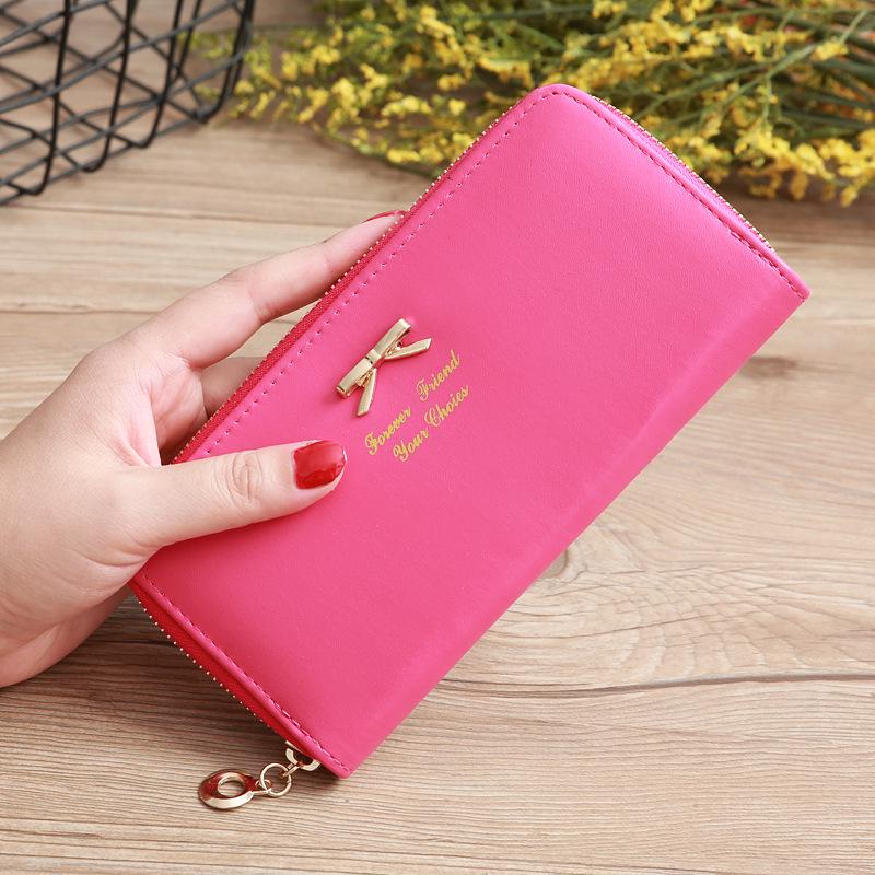 Women's Fashion Coin Bag Simple Bow Coin Purse Zipper Wallet Long Coin ...