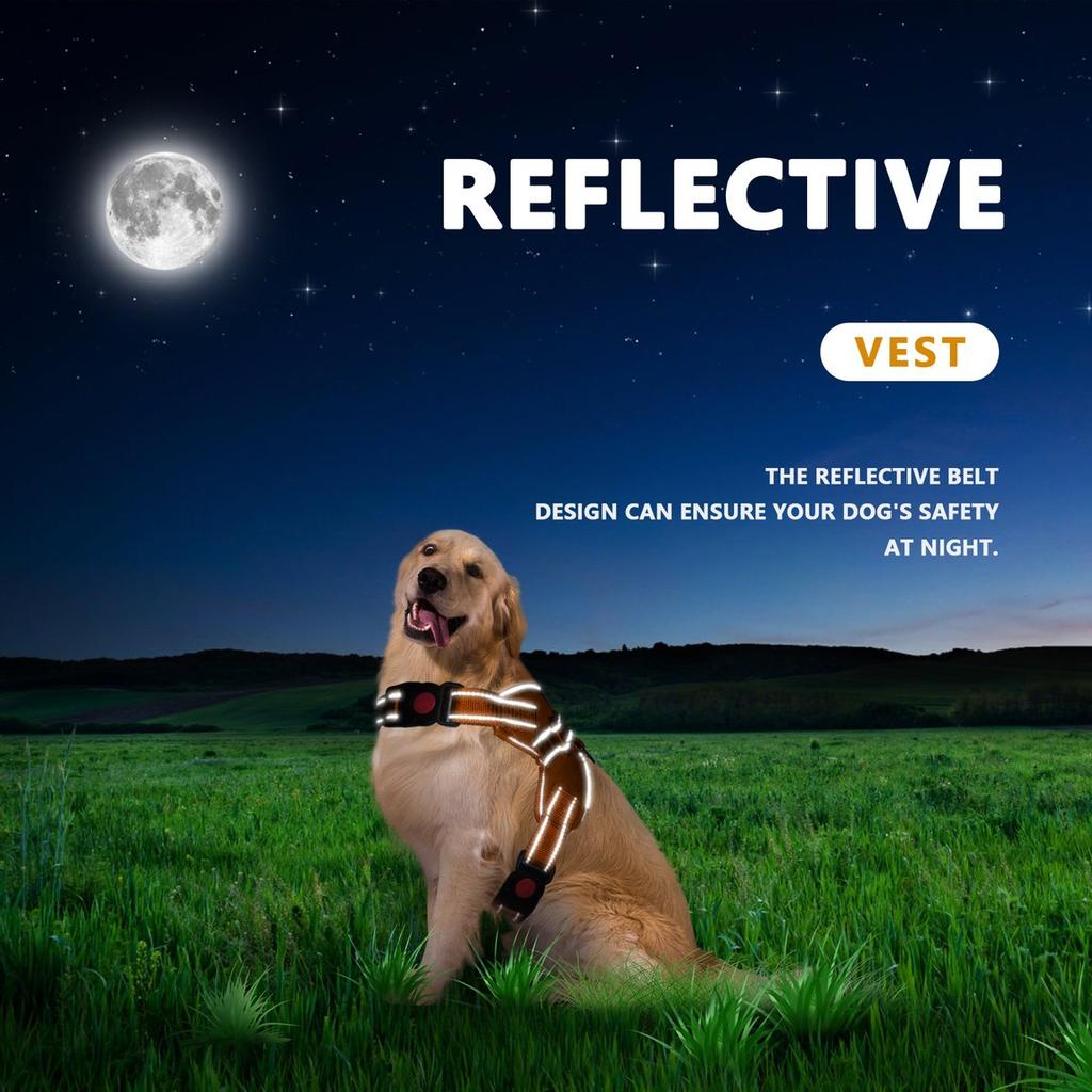 QWE Pet Chest Strap Saddle Dog Chest Back Leash Reflective Vest Dog ...