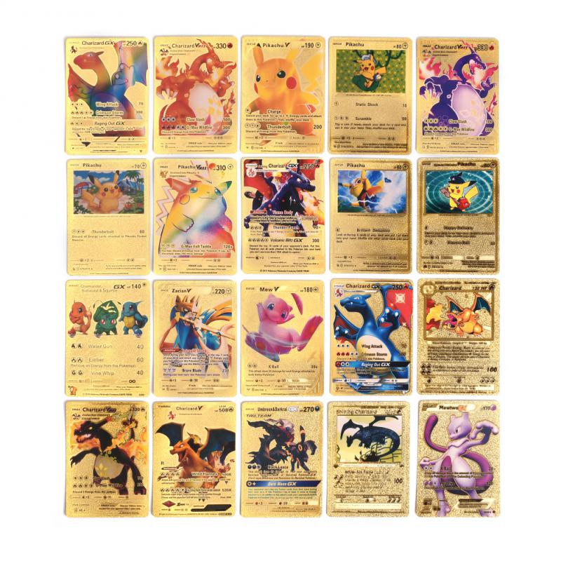 Buy 55-110PCS Of Pokemon Gold Cards English Foil Gold Silve Letter ...