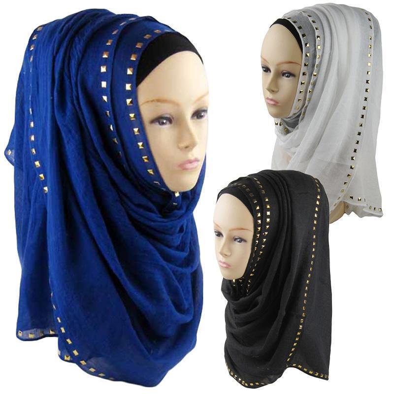 Buy Muslim Long Soft Hijab Rivet Islamic Scarf High Quality Shawl Wrap ...