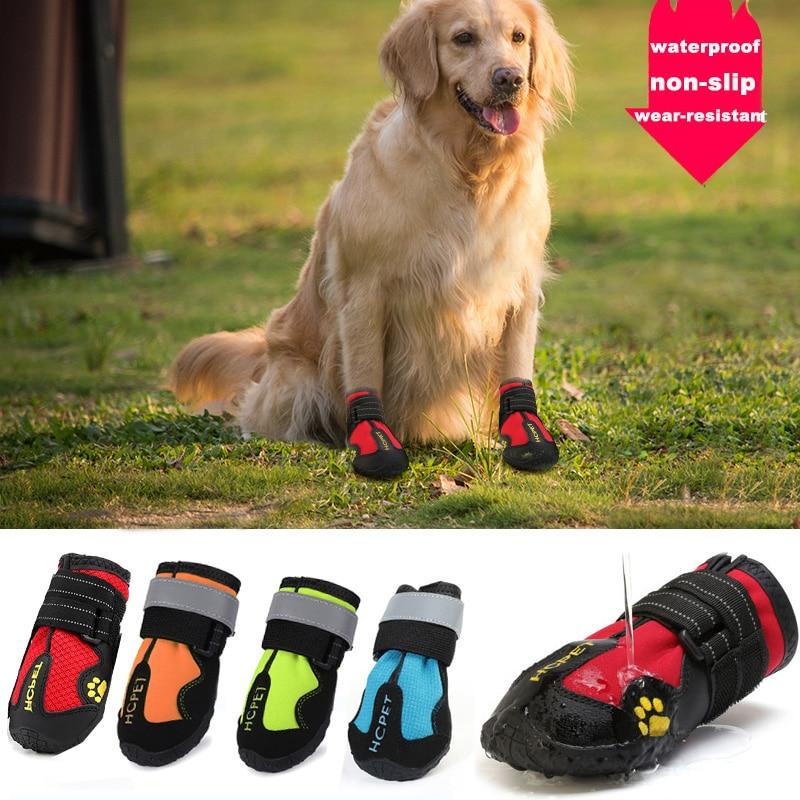 Buy 4pcs/set Pet Dog Shoes Reflective Waterproof Dog Boots Warm Snow ...