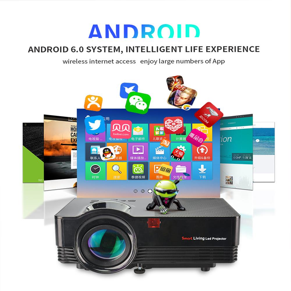Buy Projector 2000 Lumens 1080P HD Android 6.0 System WiFi Mobile Phone ...