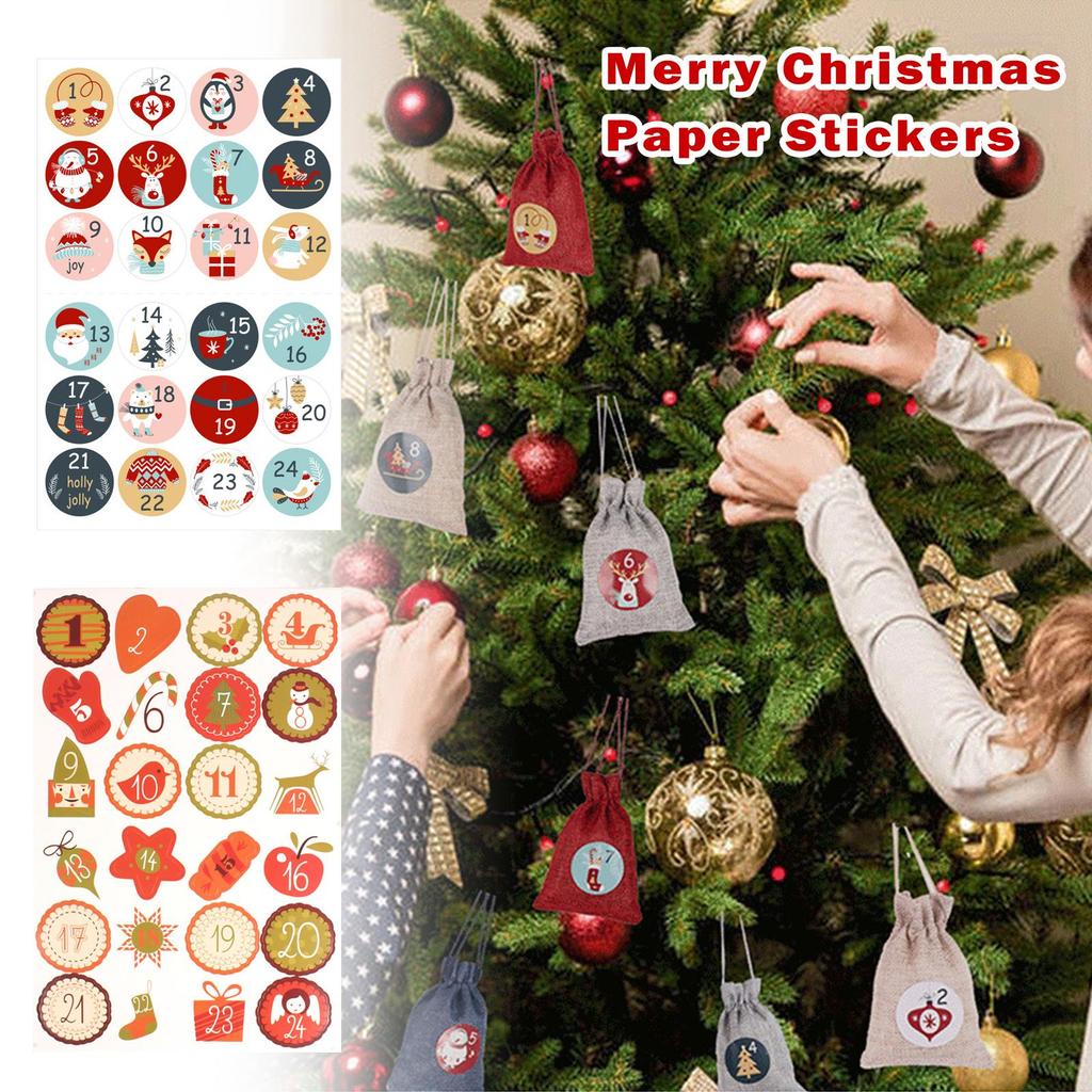 Cheap Number Merry Christmas Gift Stickers Advent Calendar DIY Multi ...